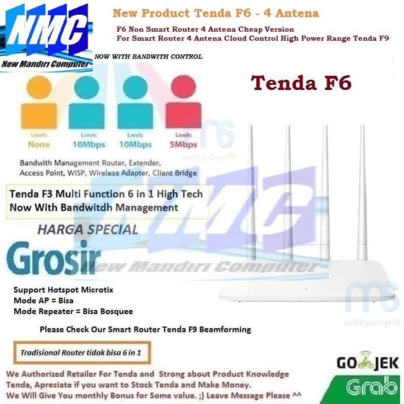 Promo Tenda F6 Wireless Router 4 Antena N300 Easy Setup Router Diskon ...
