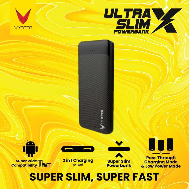 Jual VYATTA ULTRA SLIM X POWERBANK 10.000 TYPE C Input, DUAL Output, 2A ...