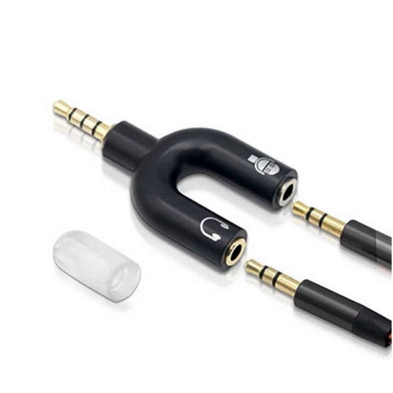 Promo EARPHONE CONNECTOR CONVERTER 3.5MM STEREO ADAPTOR SPLITTER AUDIO ...