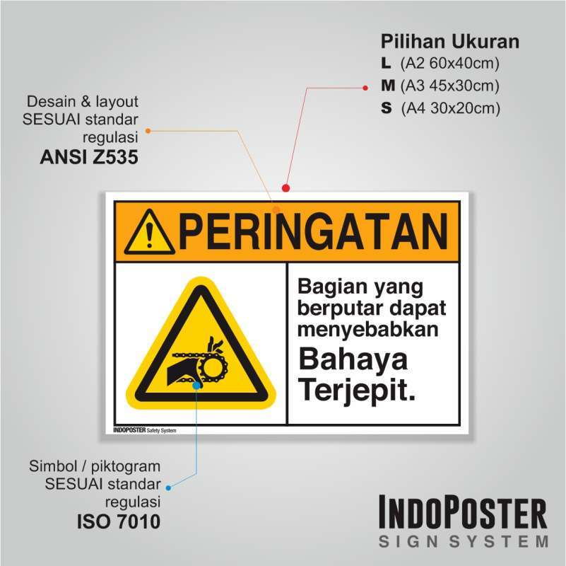 Jual Stiker Safety Sign K3 Ansi Bahaya Terjepit Oleh Bagian Yang ...