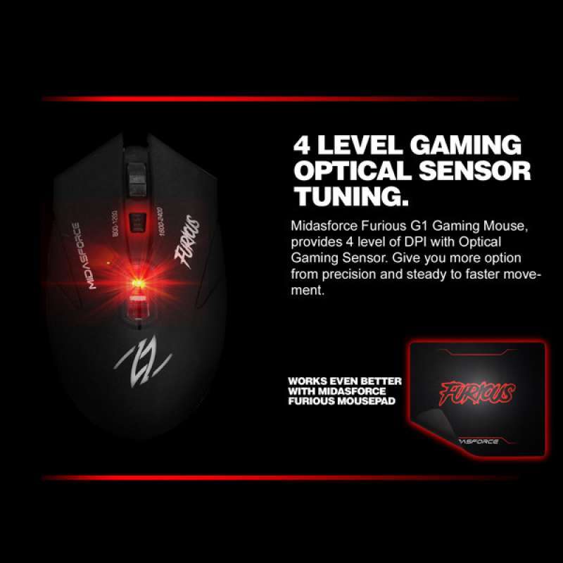 Promo Furious G1 Gaming Mouse Midasforce Diskon 47% Di Seller Alexamiro ...