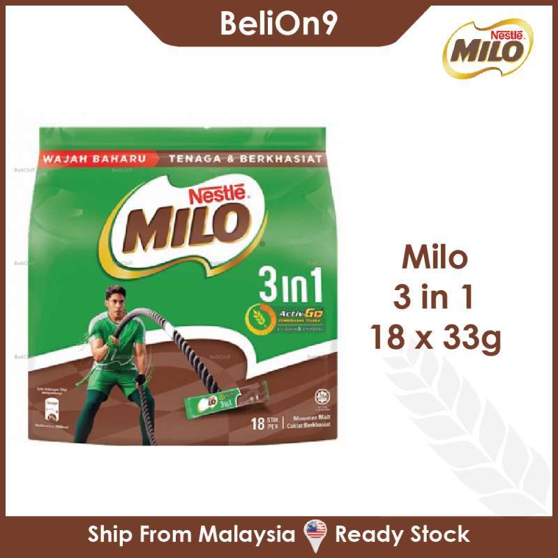 Jual [BeliOn9] NESTLE MILO 3in1 Activ-Go Chocolate Malt Powder 18 ...