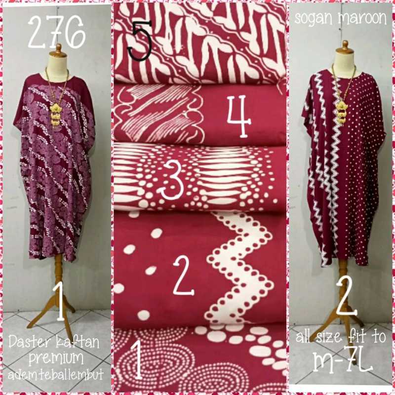 Jual Daster kaftan premium batik sogan merah (adem.tebal) all size fit ...