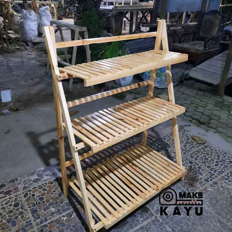 Promo Rak lipat 4 susun rak display rak kayu rak tanaman - Plitur ...