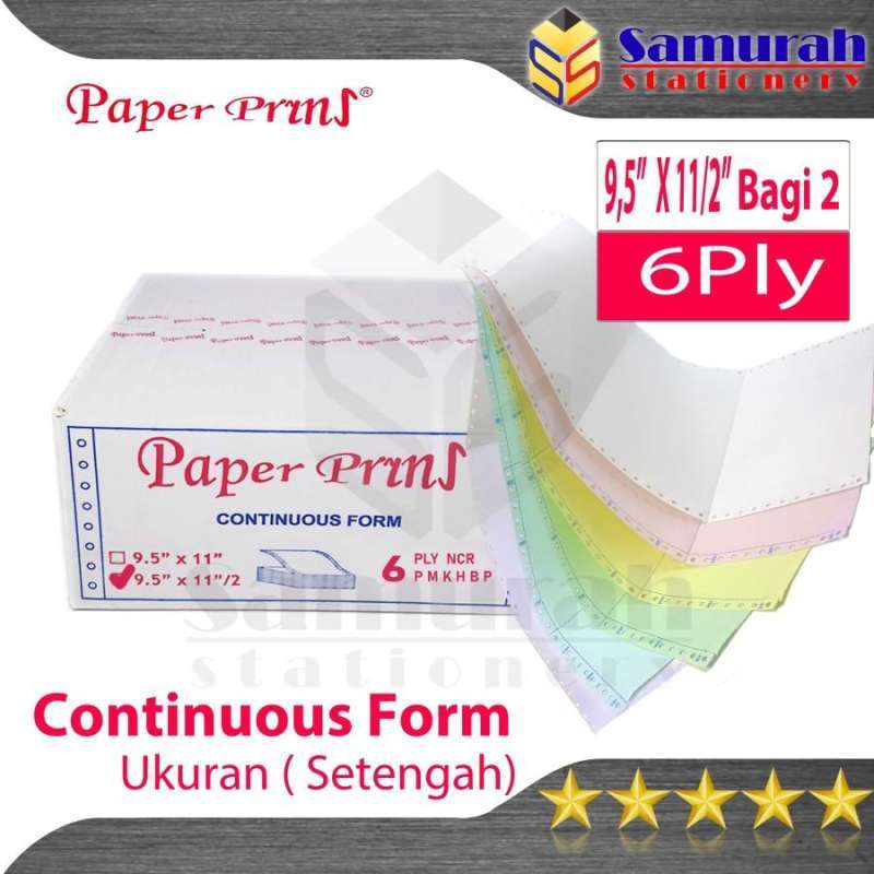 Jual Kertas Continuous Form Paper Prins 9,5 x 11 full Atau Bagi 2 / K 6 ...