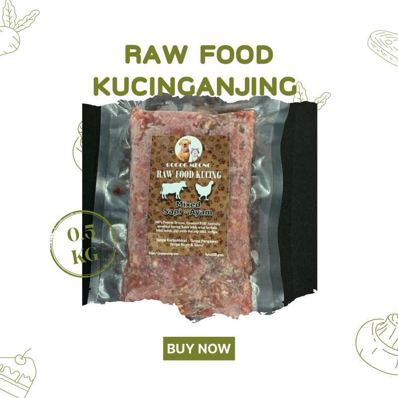 Jual Raw Food Kucing Sapi Ayam (Mixed) - Makanan Kucing Basah Premium ...