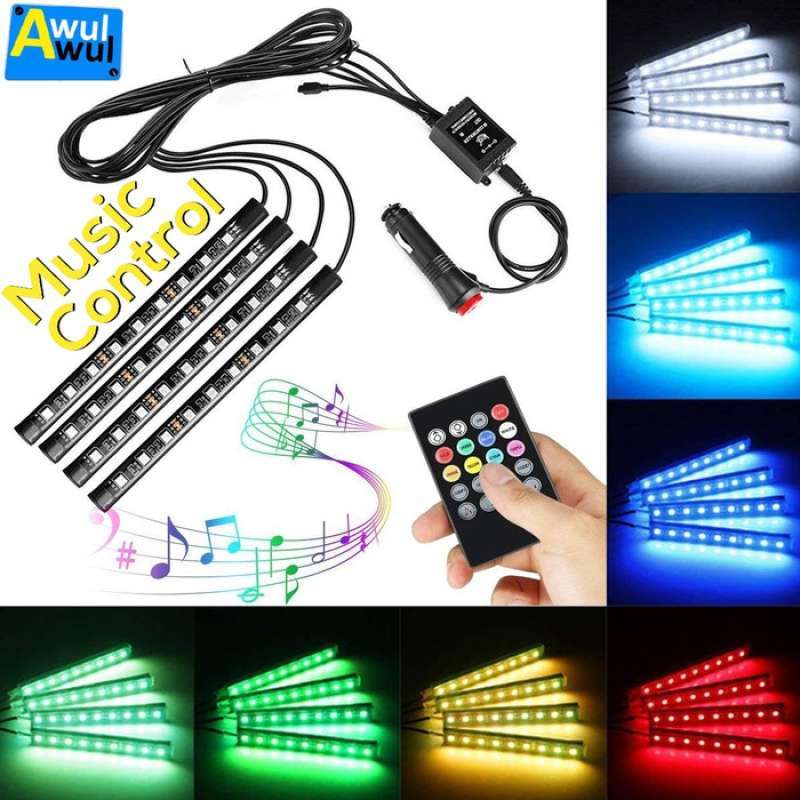 Jual 4pcs Lampu Kolong Dashboard Led Rgb Sensor Suara Dengan Remote ...