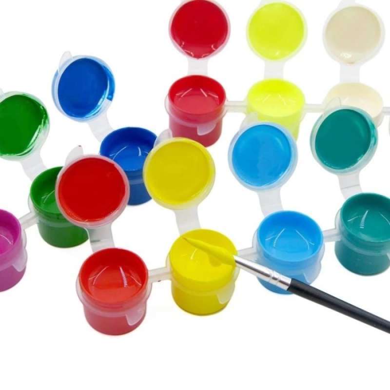 Jual Cat Akrilik Acrylic Lukis Set 63 Ml Kemasan Mini Pot 6 Warna 3ml Warna2 Warna1 Di