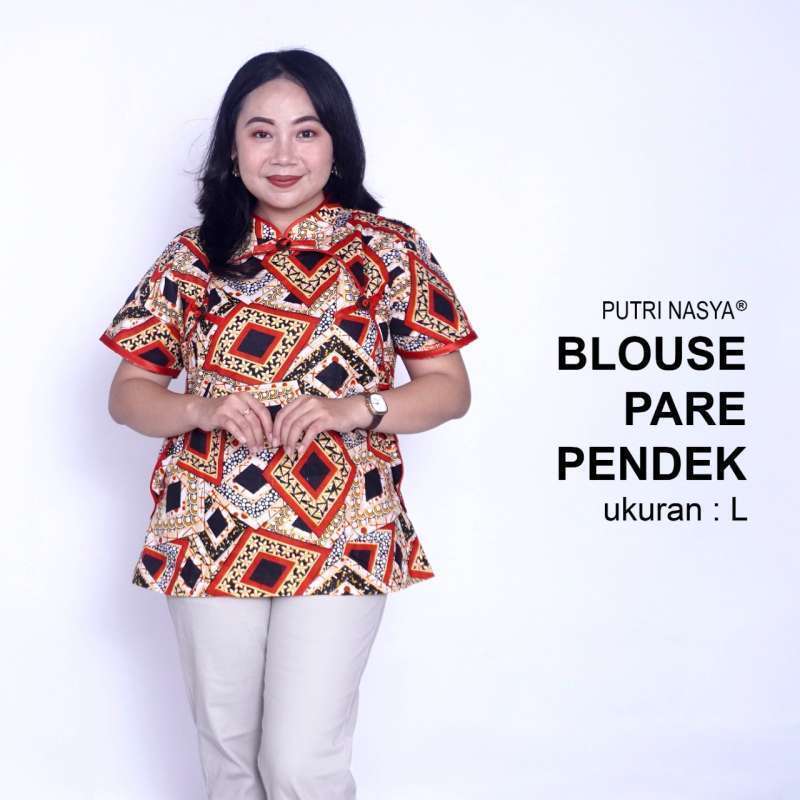 Jual Blouse Big Size Wanita Atasan Batik Jumbo Lengkap S M L Xl 2l 3l