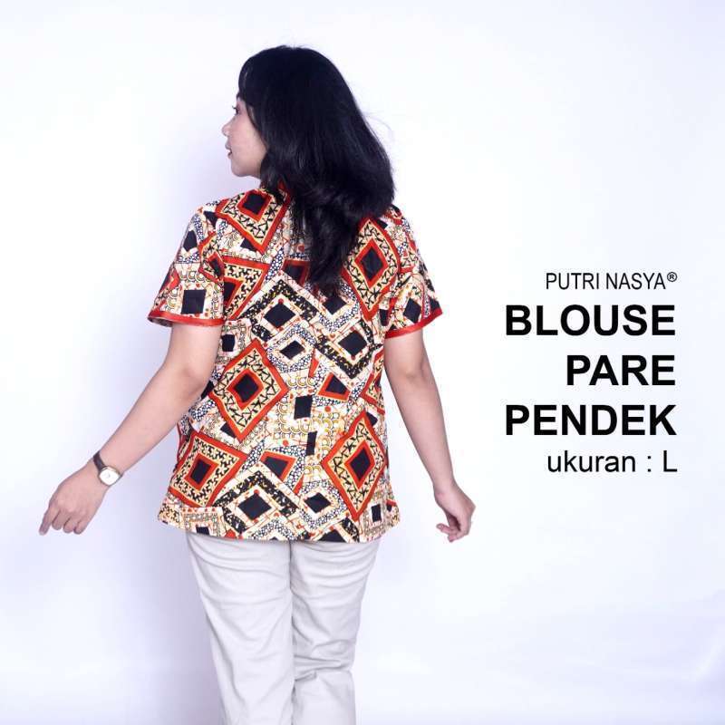 Jual Blouse Big Size Wanita Atasan Batik Jumbo Lengkap S M L Xl 2l 3l