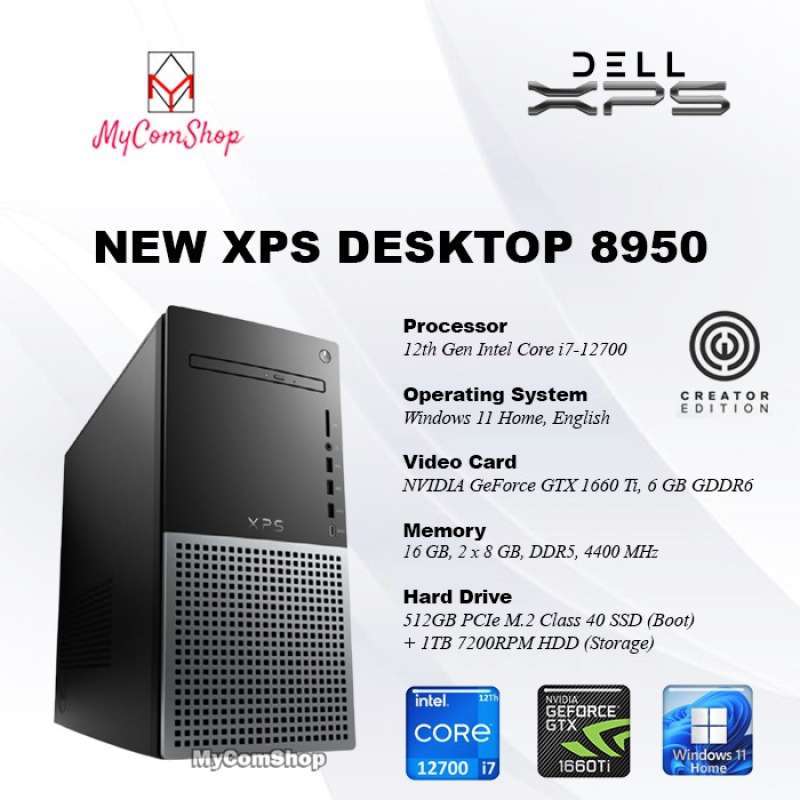 Jual DELL XPS DESKTOP 8950 i7-12700 16GB RAM 512GB SSD 1TB HDD GTX 1660 ...
