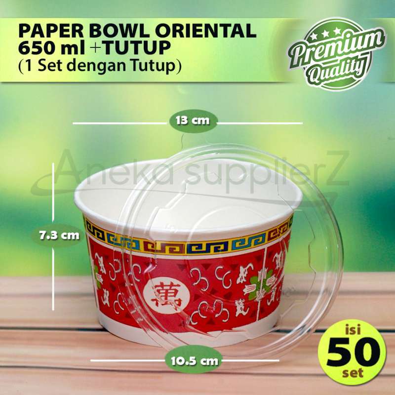 Jual Paper Bowl Paper Bowl ORIENTAL MANDARIN Jadul + TUTUP | 650 ML ...