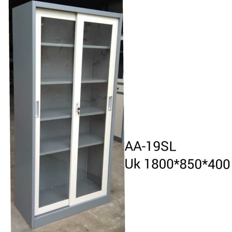 Jual Lemari arsip besi 2 pintu kaca sliding doors | AA-19 SL - Grey beige di Seller Hore ...