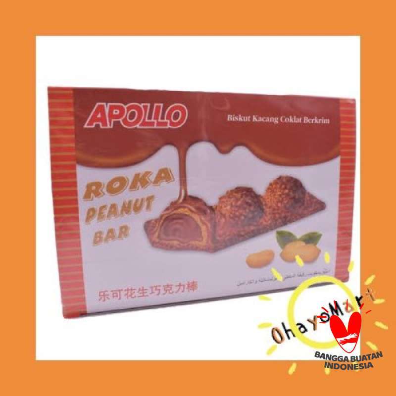 Jual Apollo Roka Peanut Bar/ Wafer Kacang dan Krim Cokelat/ Biskuit ...
