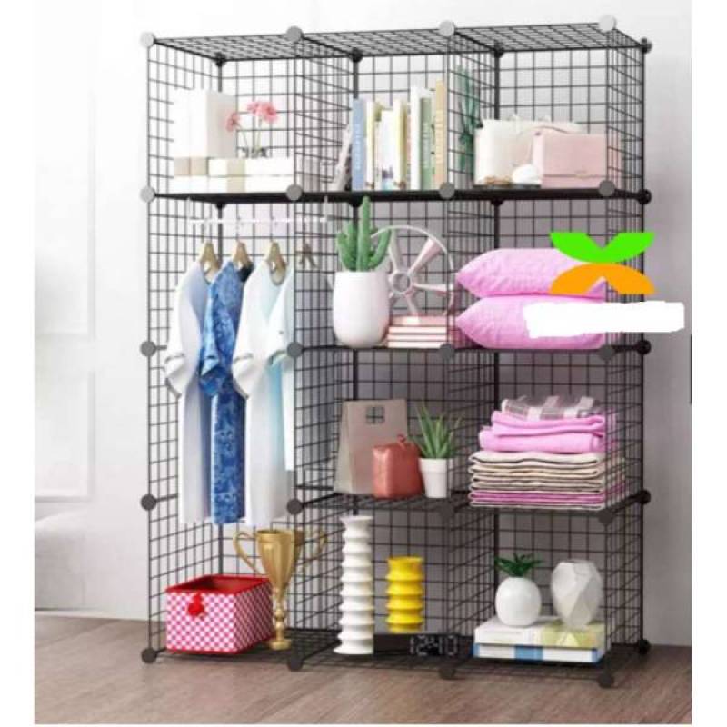 Jual Rak buku besi rak serbaguna susun storage box 10 kotak+1 gantungan ...