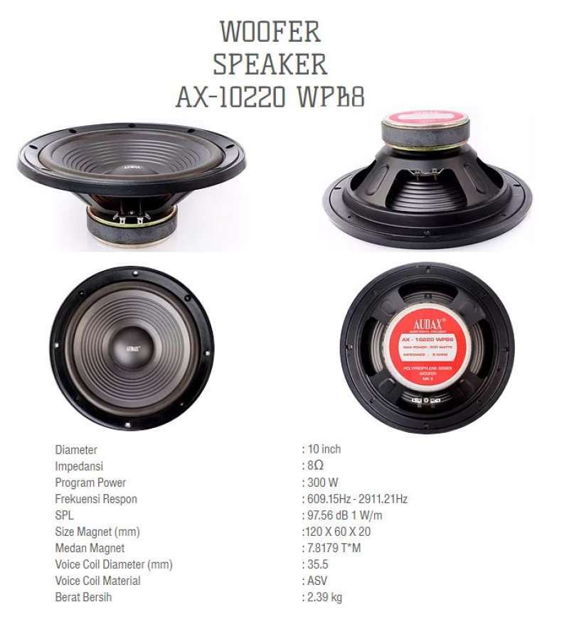 Jual SPEAKER 10 INCH WOOFER AUDAX 300 WATT di Seller Serasa Electronics ...
