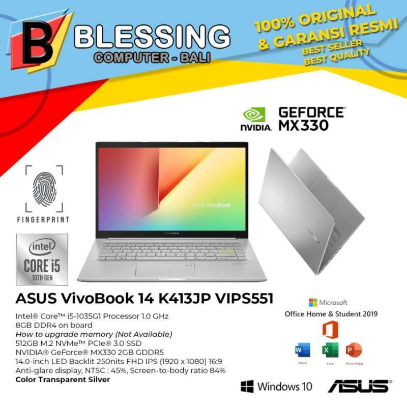 Jual ASUS VivoBook K413JP VIPS551 Ci5 1035G1 8GB 512GB MX330 2GB W10 ...