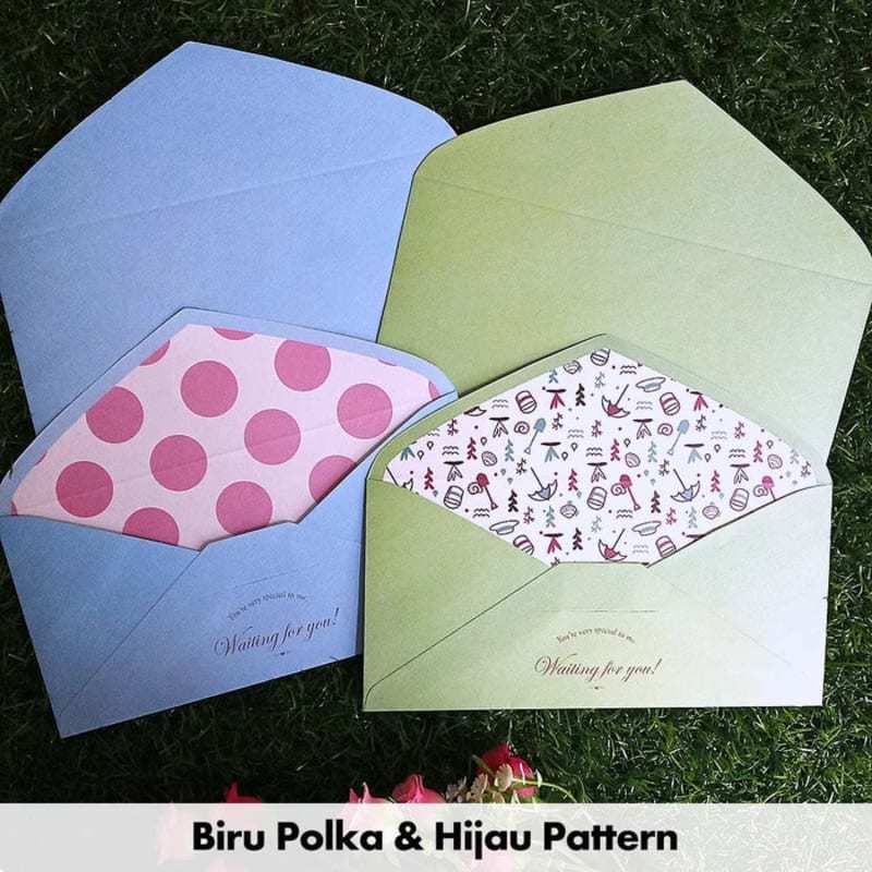 Jual Amplop Surat - Kartu Ucapan - Wedding - Biru Polka & Hijau Pattern ...