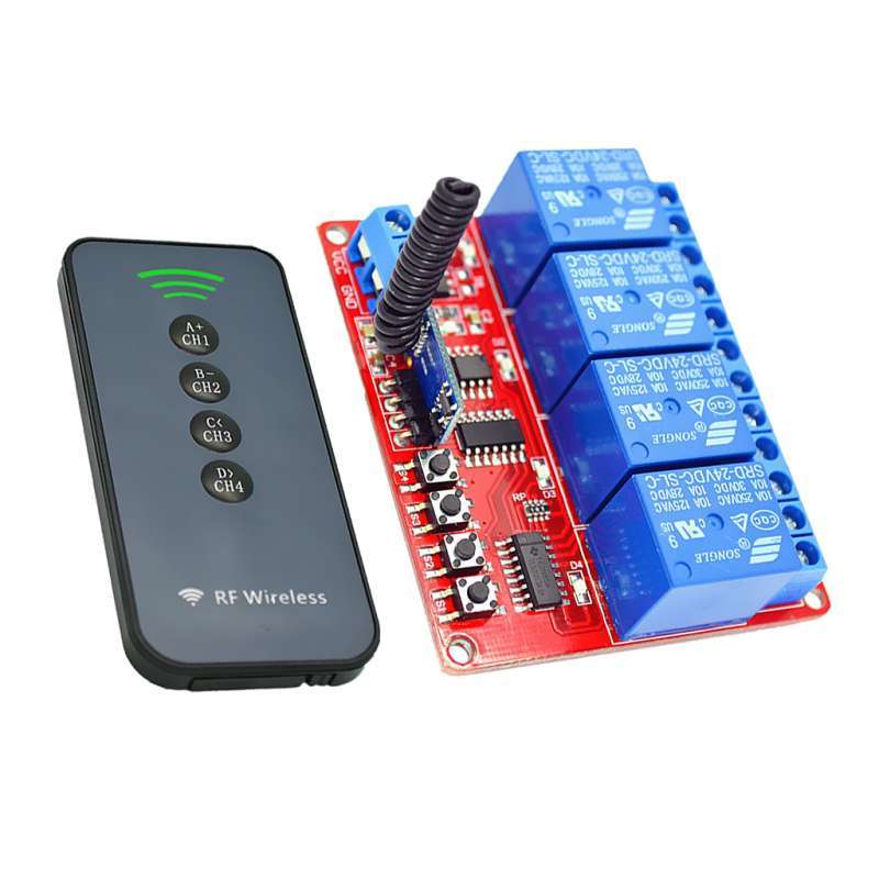 Jual New 24V 433MHz Remote Control Switch + RF 30m 4-Button Remote ...