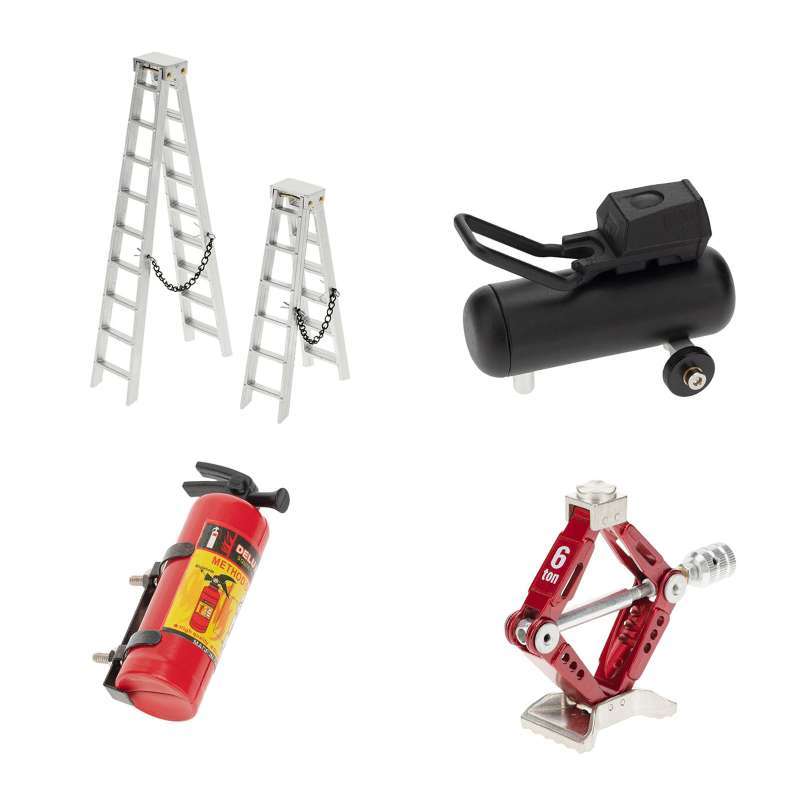 Jual Model Car Fire Extinguisher Ladder Scissor Jack Air Pump For 1:10 ...