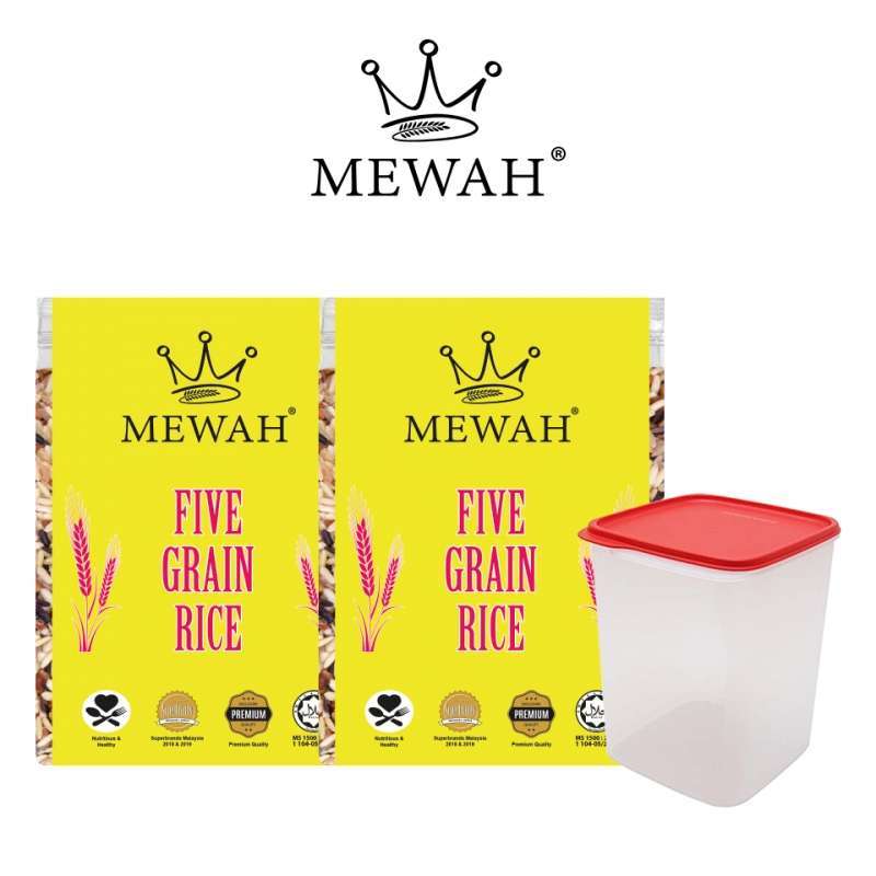 Jual Malaysia Mewah Five Grain Rice 2kg Bundle With Container - 3856684 ...
