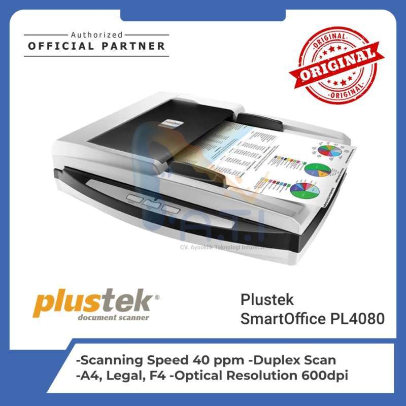 Jual Plustek Pl4080 Adf With Flatbed Scanner [folio/f4/40 Ppm] Di ...