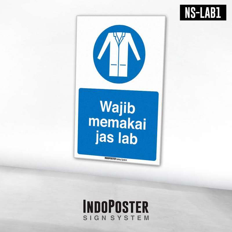 Jual Stiker Safety Sign K3 Wajib Memakai Jas Laboratorium Ukuran S ...
