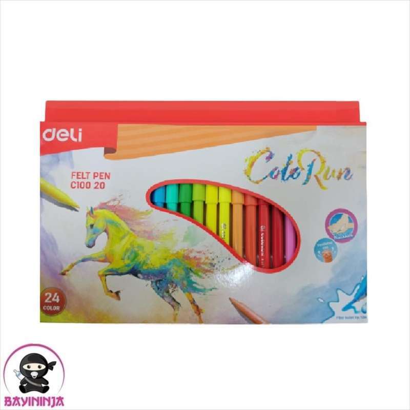 Promo DELI Felt Pen Spidol Warna 1.0 mm Washable Clean Ink Box Diskon ...
