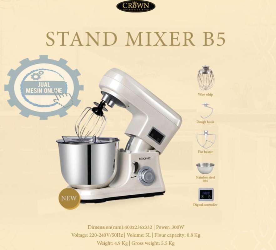 Jual Stand Mixer B5 Kapasitas 5 Liter KRONE di Seller jualmesinonline ...