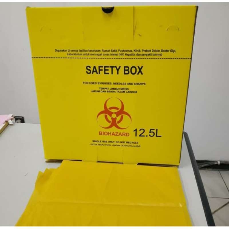 Jual Safety Box 12.5 Liter (box) / Ada Plastik Anti Bocor / Biohazard ...