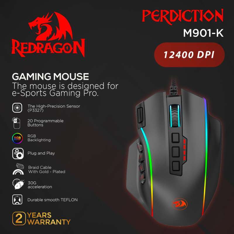 Promo Redragon Gaming Mouse RGB PERDICTION - M901-K Diskon 25% di ...