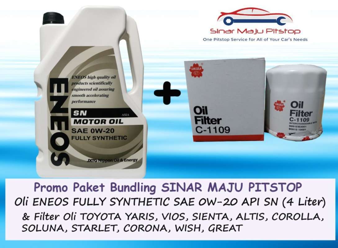 Promo Paket Bundling Oli ENEOS MOTOR OIL SAE 0W-20 SN FULLY SYNTHETIC Original 4 Liter & Filter ...