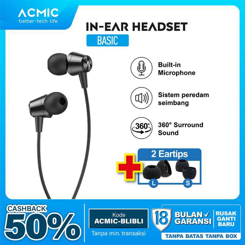 Jual ACMIC BASIC In-Ear Headset Earphone Earbuds Headphone Stereo with ...