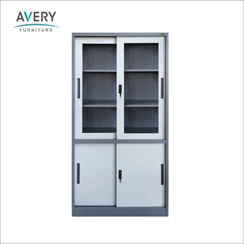 Jual AVP010 Grey White - Lemari Arsip/Filing Cabinet Besi Upper Glass ...