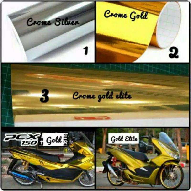 Jual Stiker Skotlet Motor Mirror Crom Bahan Lentur Tinggi 50cm - Gold ...