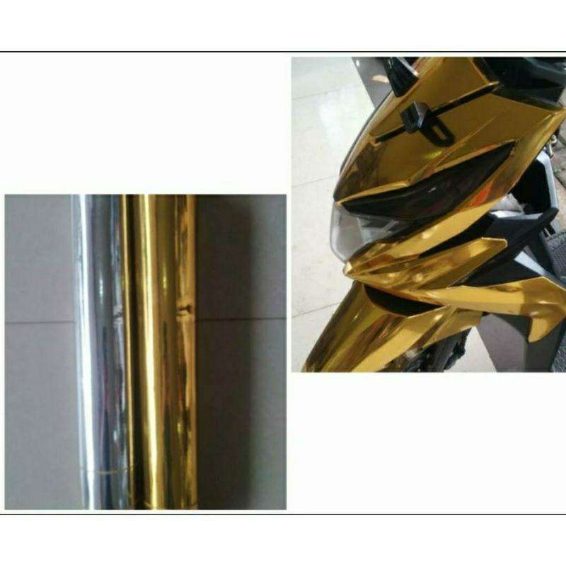 Jual Stiker Skotlet Motor Mirror Crom Bahan Lentur Tinggi 50cm - Gold ...