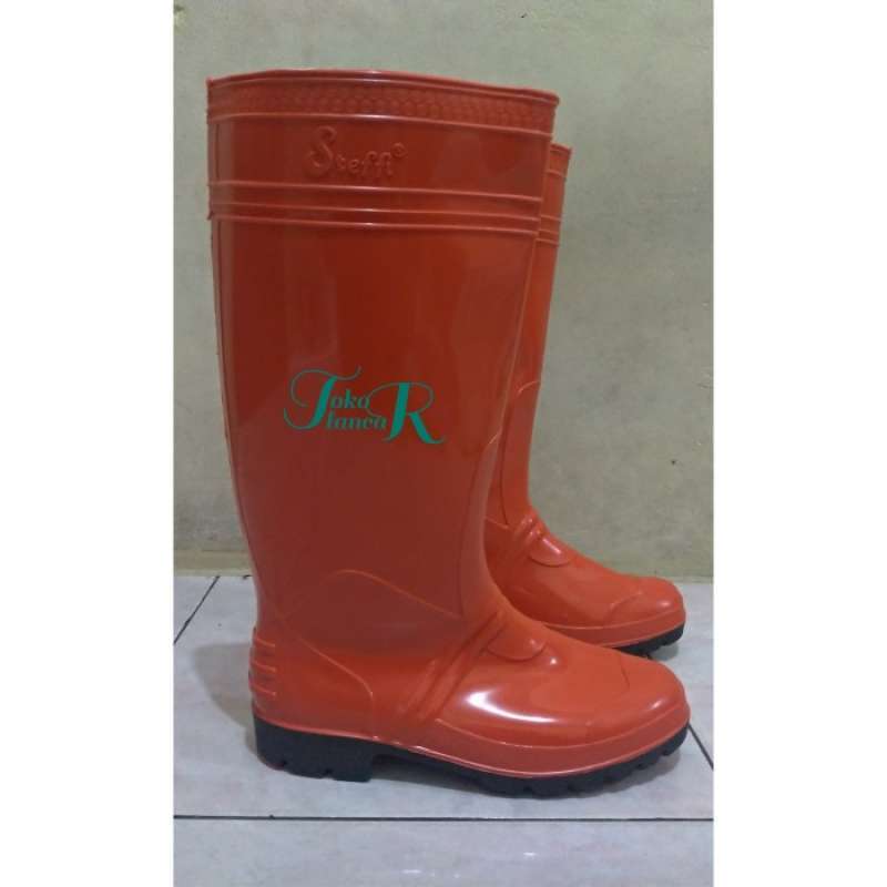 Jual Sepatu Boots Proyek Safety Pria Wanita Model Tinggi Karet Tebal ...