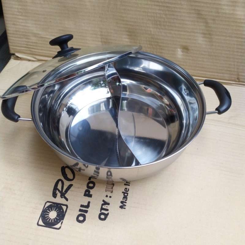 Jual BEST SALE PANCI SHABU SHABU 2 SEKAT STAINLESS STEEL UKURAN 30CM di ...