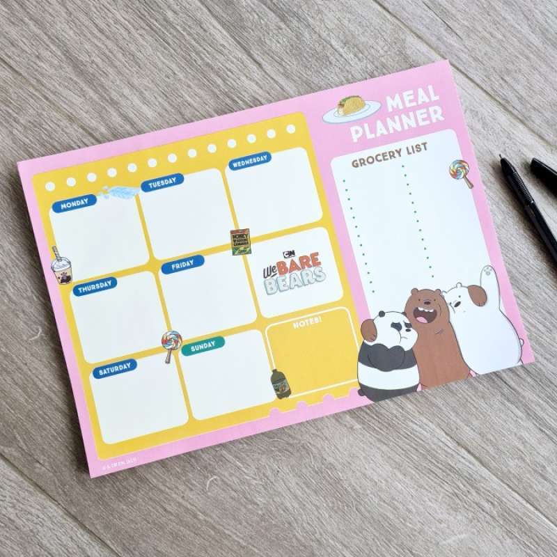 Jual Gratis Ongkir We Bare Bears Meal Planner Notepad di Seller Evita ...