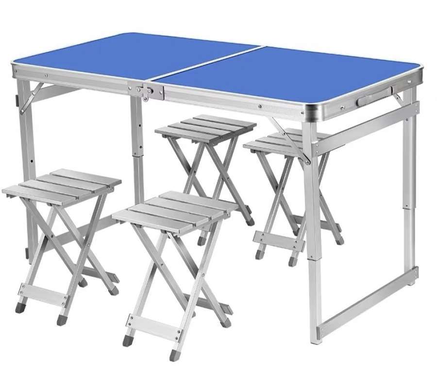 Jual Meja lipat portable + 4 kursi / meja lipat koper HPL / meja lipat ...