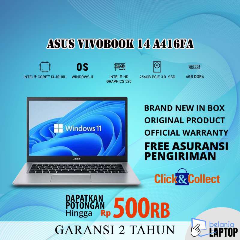 Jual Laptop Asus Vivobook 14 A416FA Core i3-10110U RAM 4GB 256GB SSD ...
