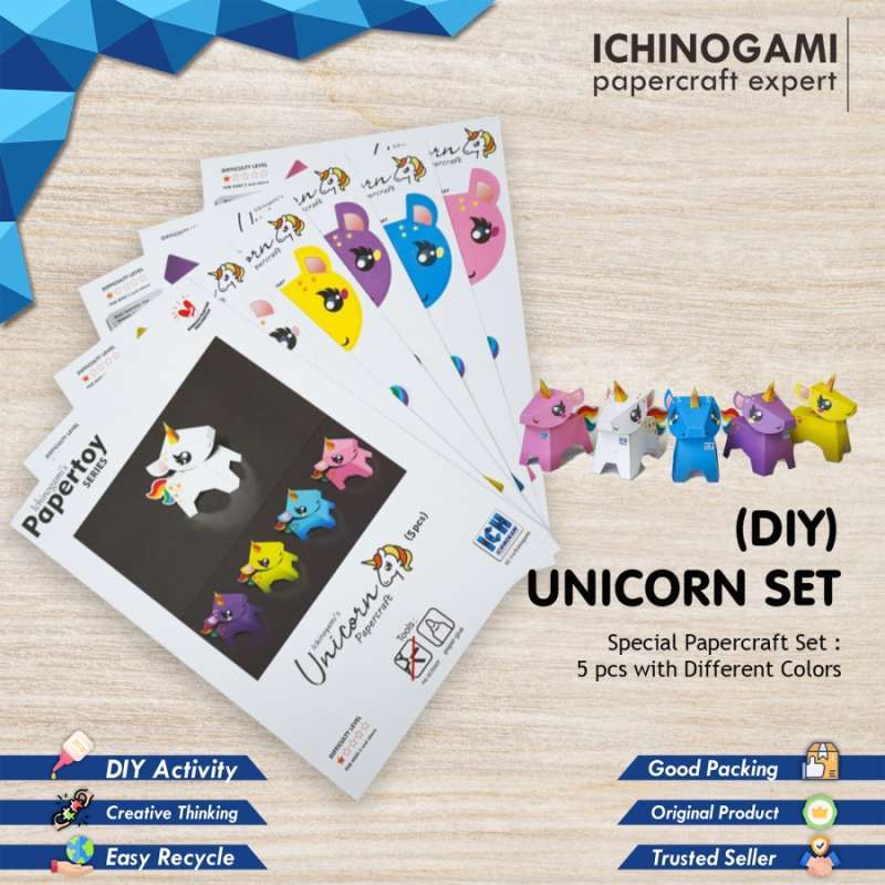 Jual Papercraft (DIY) UNICORN - Set of 5 Colors di Seller ICHINOGAMI ...