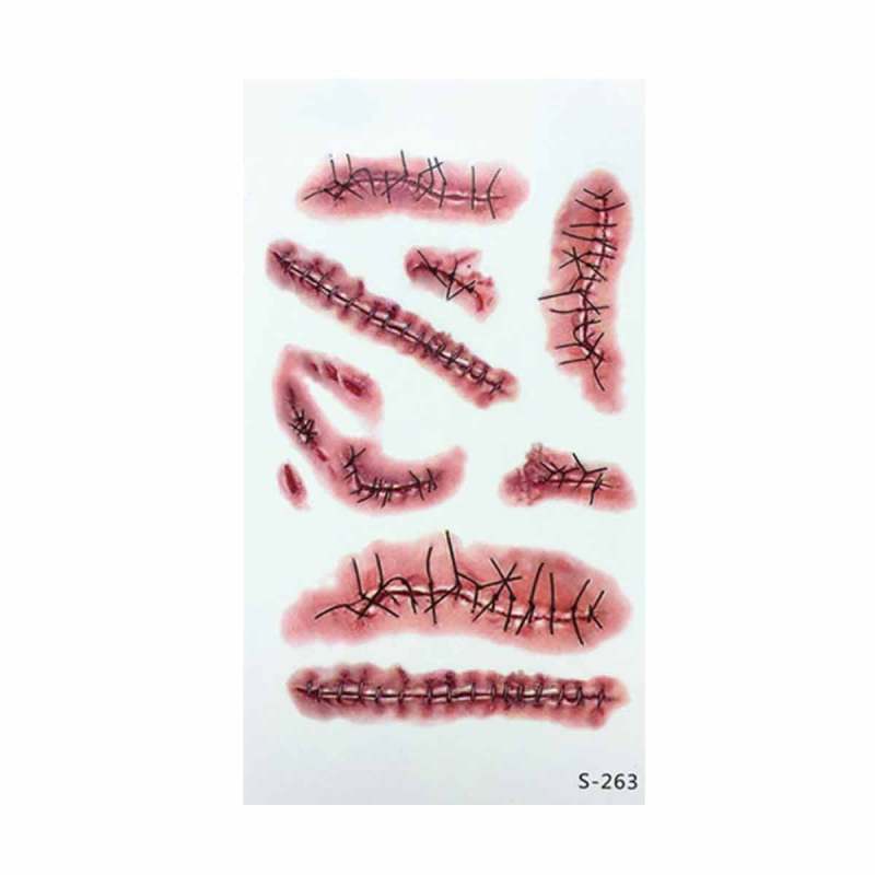 Promo Bluelans #1 3D Halloween Bloody Scar Temporary Tattoo Sticker ...