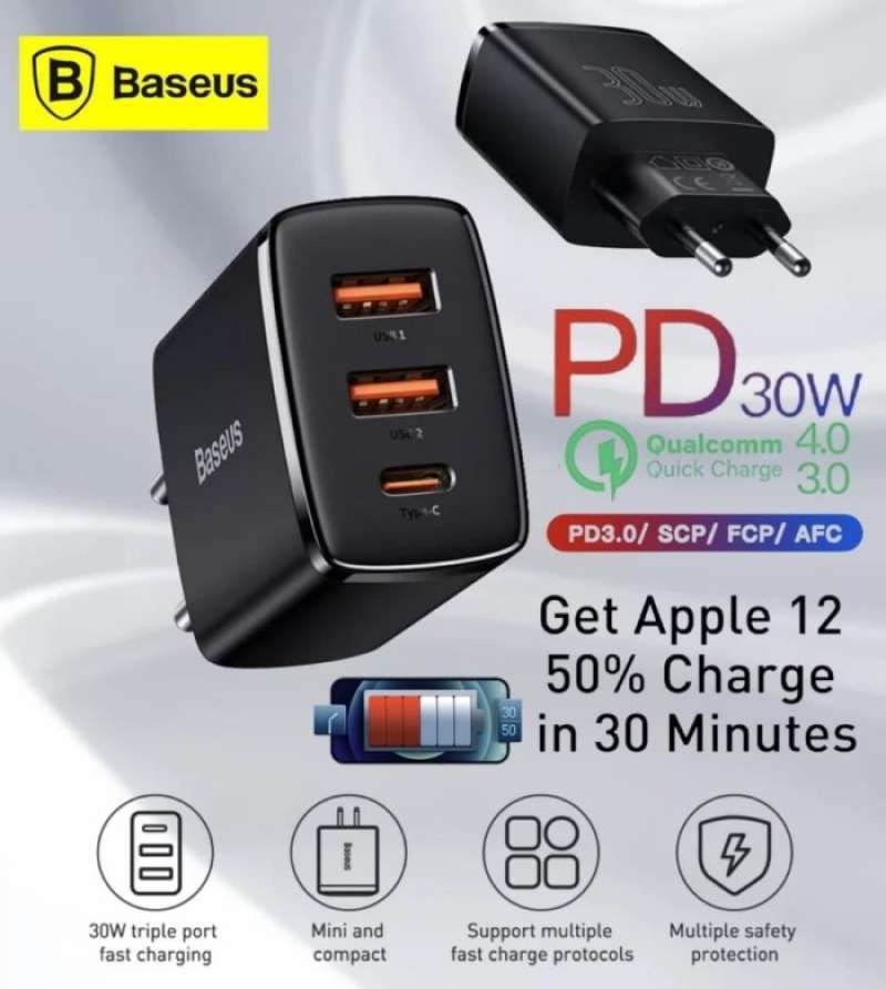Jual BASEUS Batok Quick Charging Type C Dual USB 30W PD kepala Fast ... Jual BASEUS Batok Quick Charging Type C Dual USB 30W PD kepala Fast ...