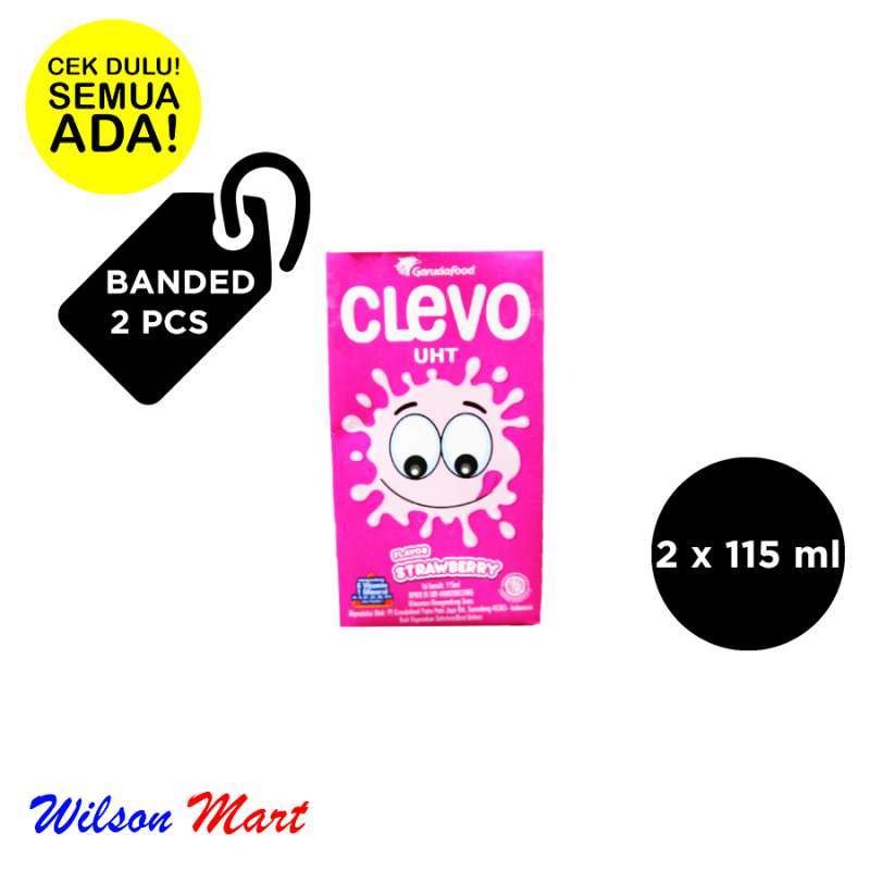 Jual CLEVO UHT SUSU RASA STRAWBERRY STROBERI 115 ML BANDED 2 PCS di ...