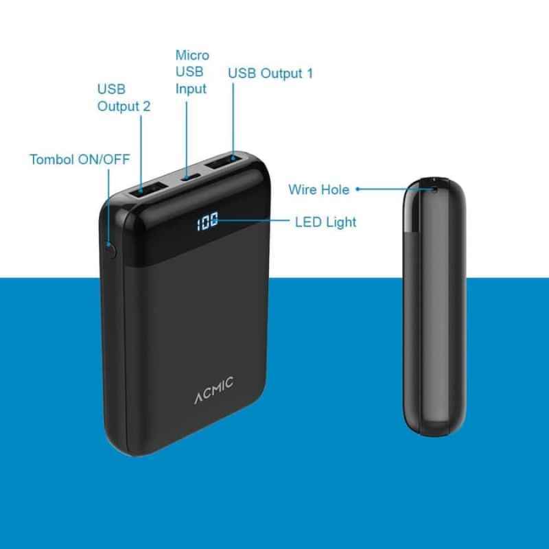 Promo Acmic D10 10000Mah Mini Powerbank (Digital Display + 2A Fast Charge) - Tanpa Kabel ...
