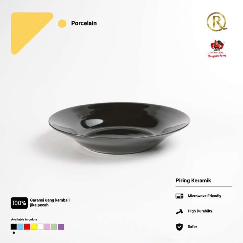 Jual Piring Makan Keramik 8.5inch 22cm Hitam Polos Piring Nasi, Mie Di ...
