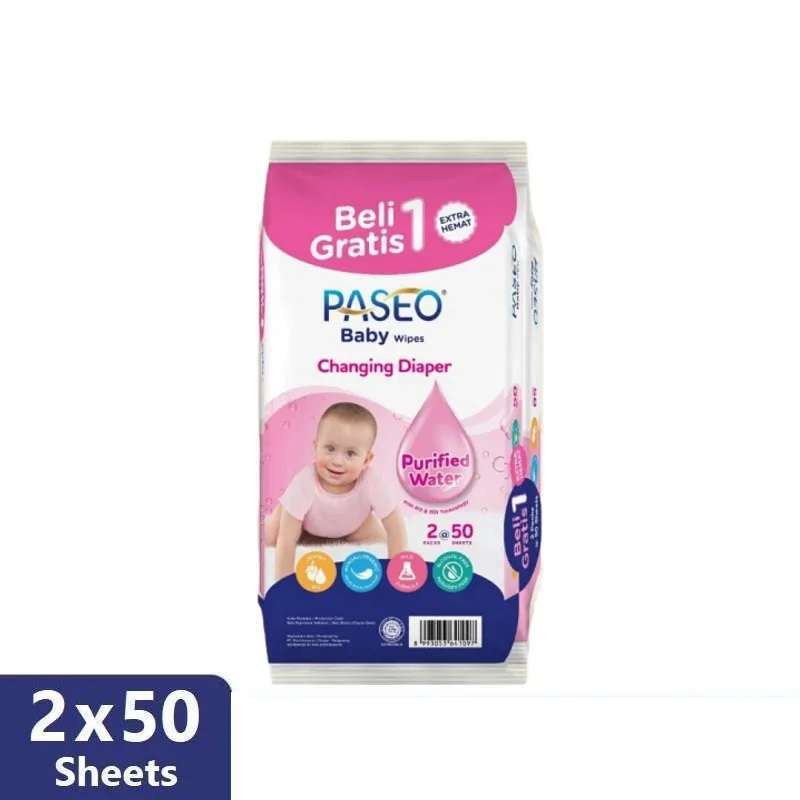Promo Paseo Baby Wipes With Jojoba 50 Sheets [buy 1 Get 1] [1 Karton ...