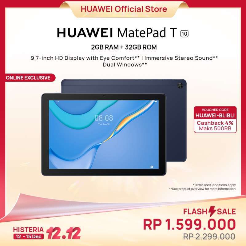 Jual HUAWEI MatePad T10 Tablet [2+32GB] | Tampilan HD 9,7 inci | Kirin ...