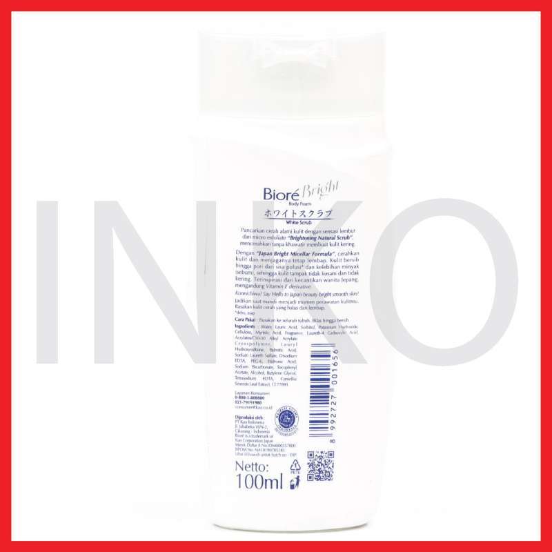 Jual Biore Body Foam Bright White Scrub Natural Scrub Botol 100ml Di ...